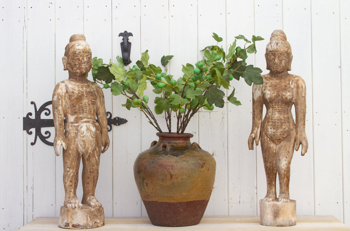 Pair of Tall Wood Antique Acupuncture Statues (Trade)– DE-COR ...