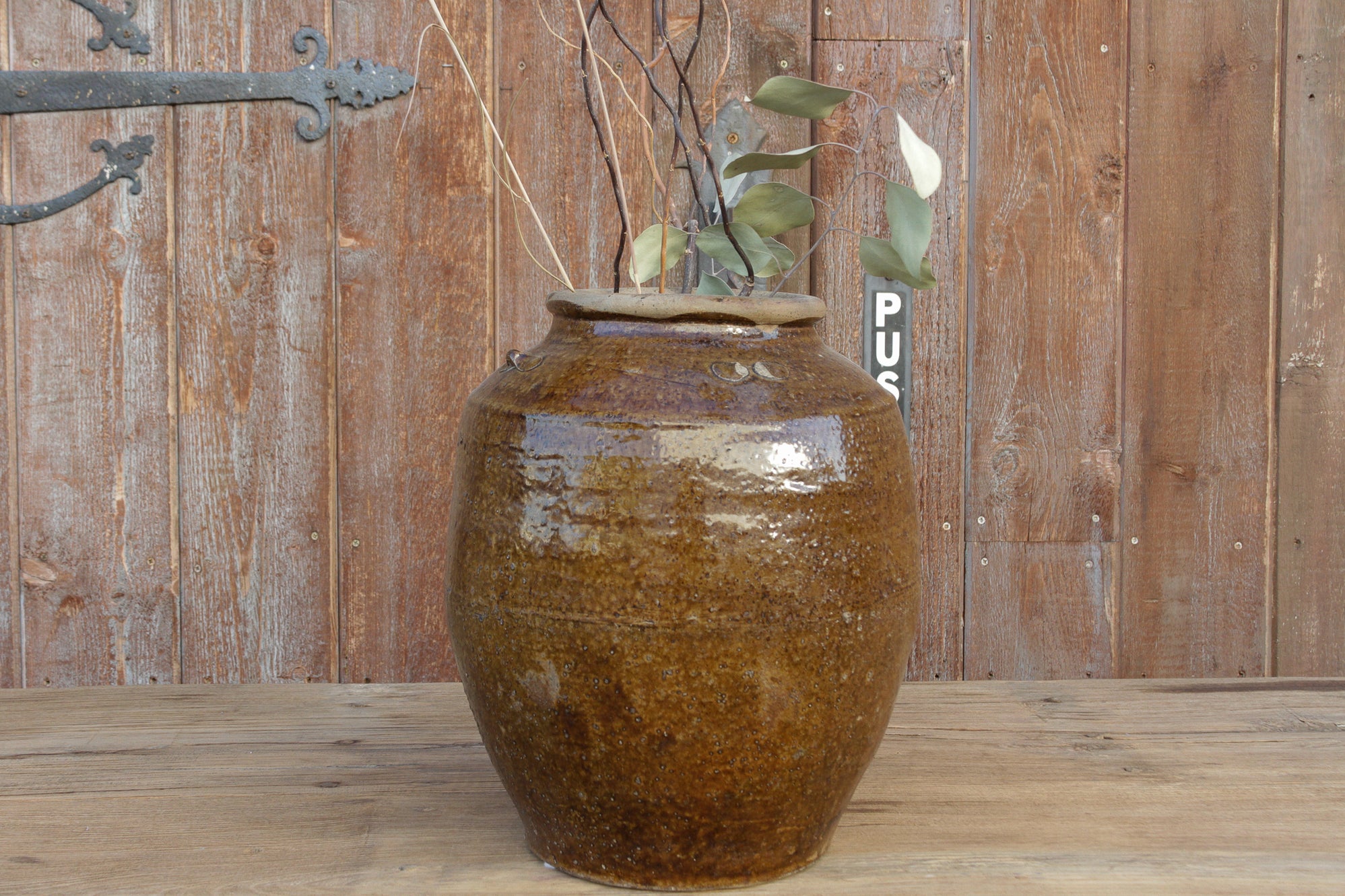 Antique Golden Brown Martaban Jar